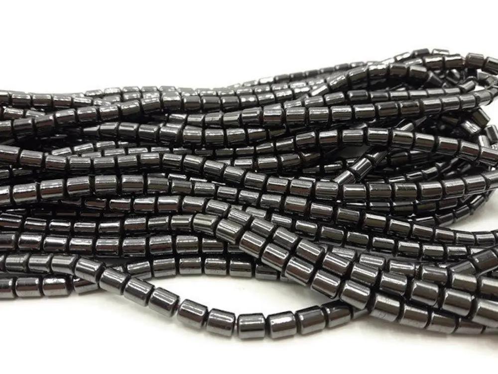Hématite synthétique -Tubes de 4 x 5 mm - 80 Perles